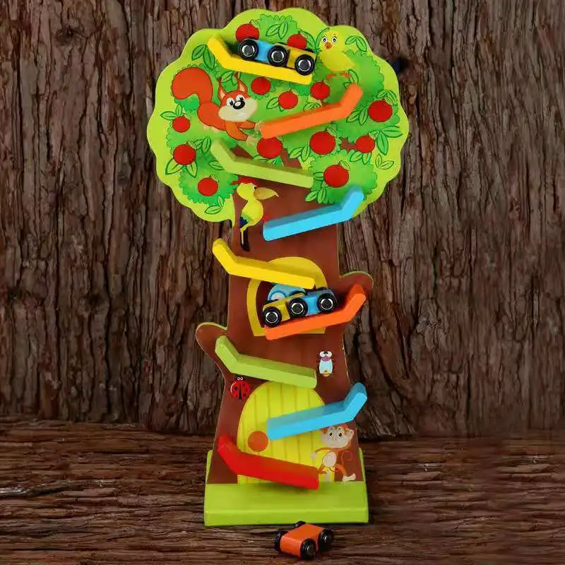 Fruit Tree Gliding Car Toy Montessori Early Learning Educational Wooden ...