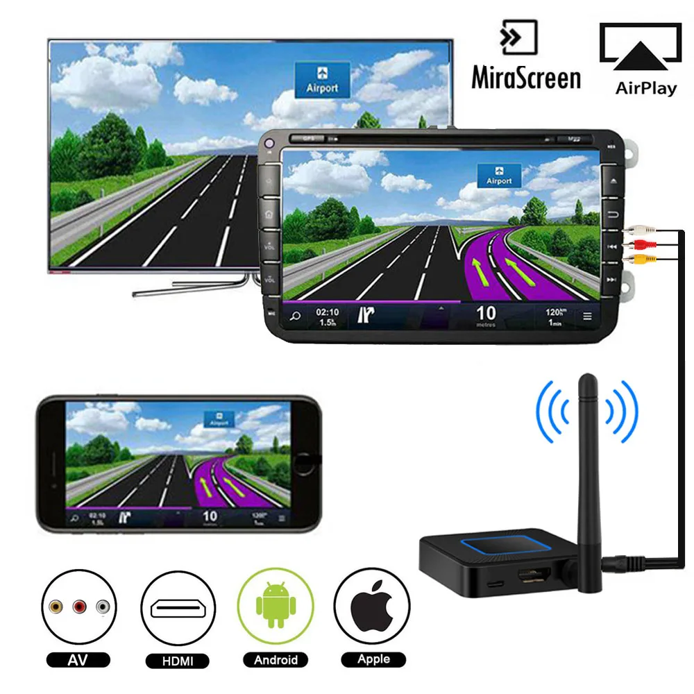 Wireless HDMI AV Screen Mirroring mirascreen Car Auto Miracast tv stick ...