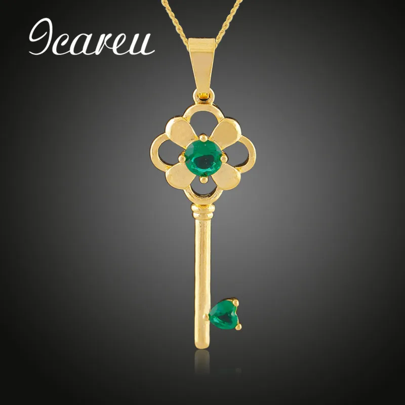 Wholesale Fashion CZ Stone Key Pendant Necklaces For Women Gold Color ...