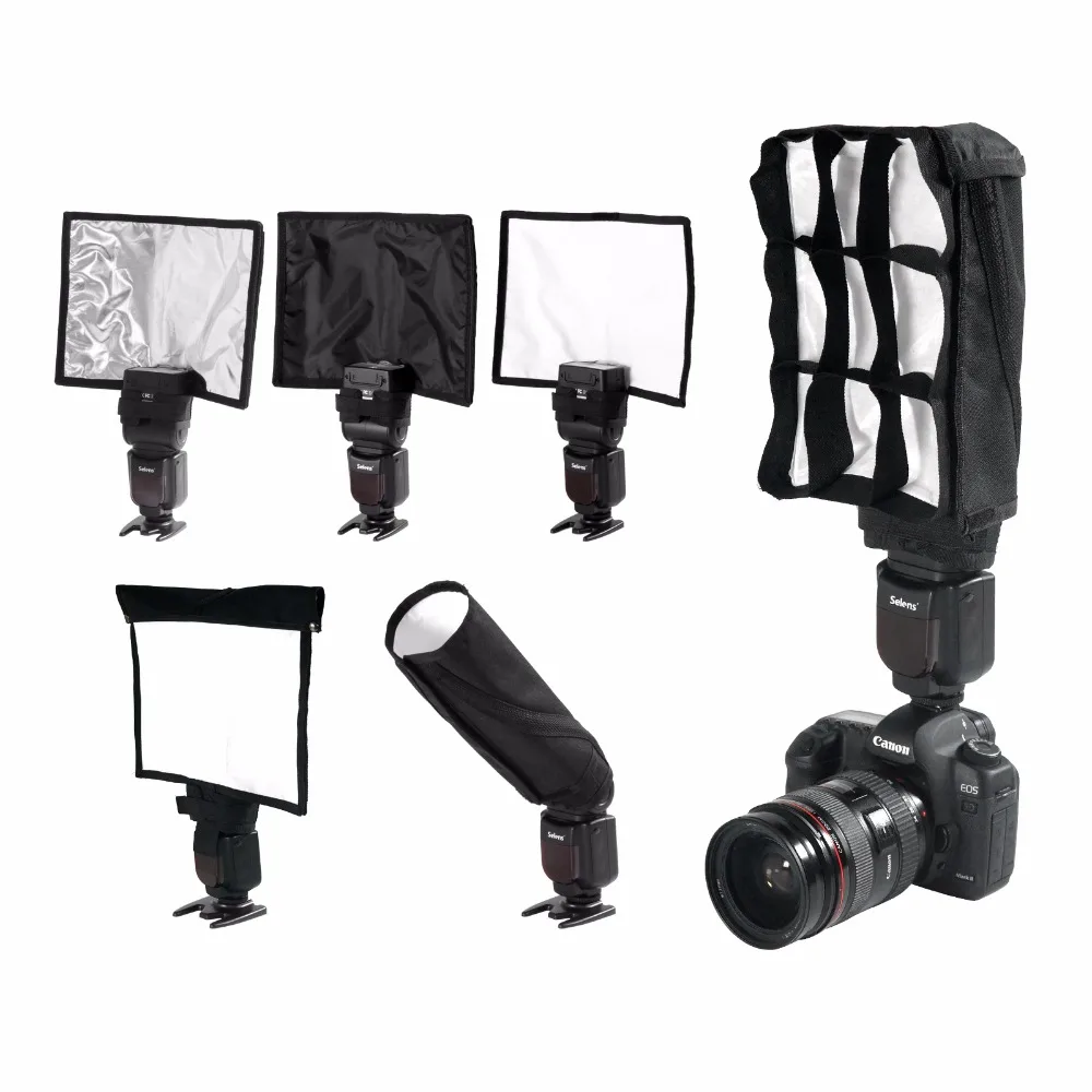 5 In 1 Speedlight Falsh Set 3 X Foldable Speedlight Reflector + Snoot ...