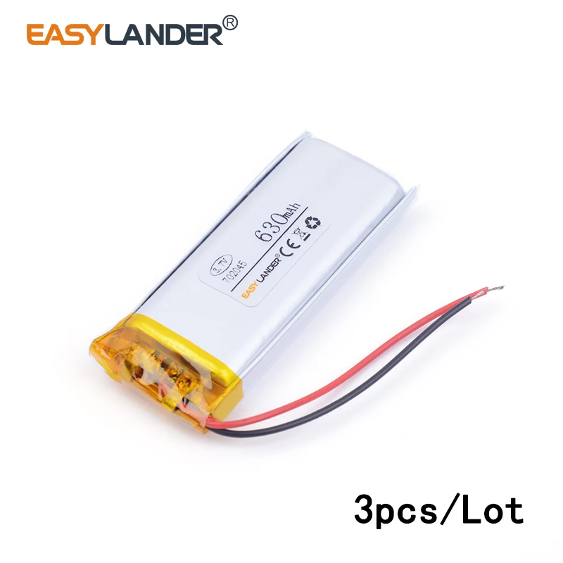 3pcs /Lot 702045 3.7v lithium Li ion polymer rechargeable battery MP5 ...