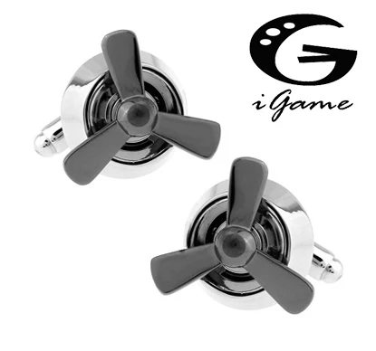 Free Shipping Men's Propeller Cuff Links Brass Material Black Rotatable ...
