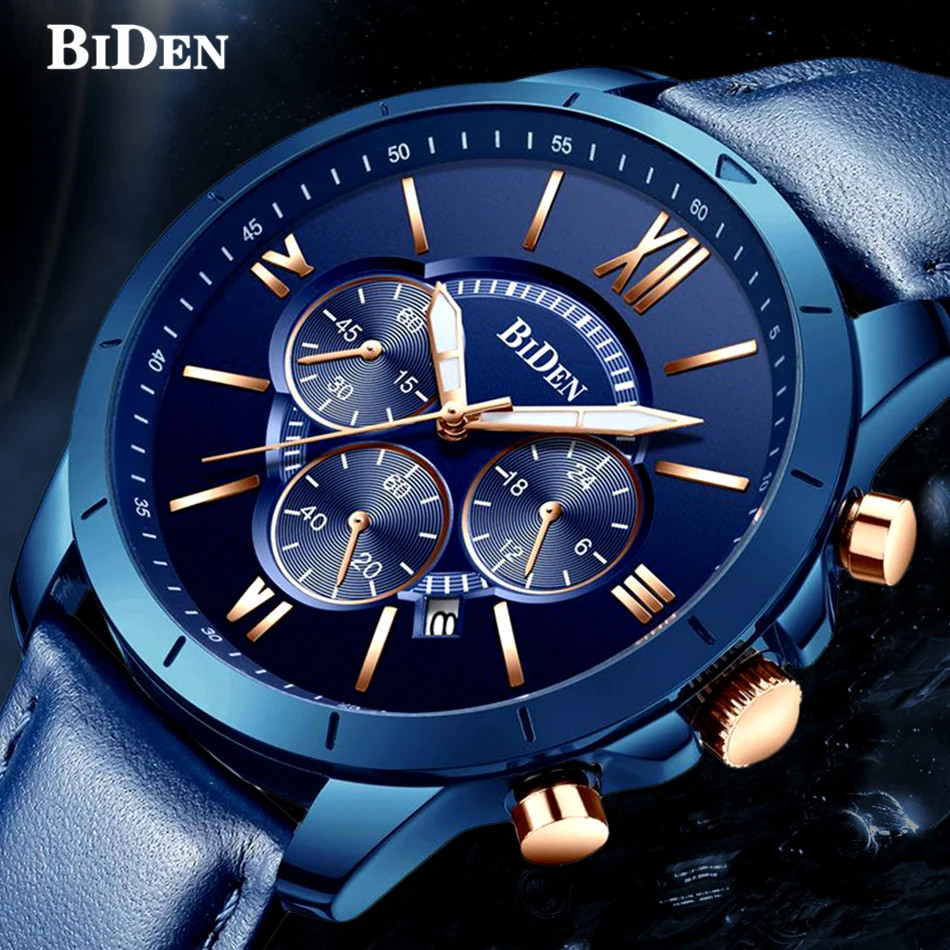 Reloj de cuarzo deportivo de cuero de lujo de marca superior BIDEN para ...