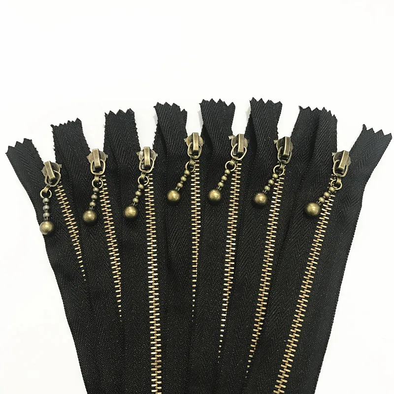 5pcs-black-3-20-50cm-8-20inch-Round-bead-modeling-copper-zipper-metal ...