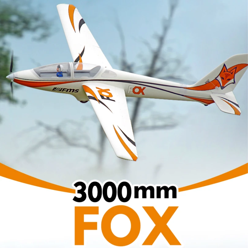 FMS RC Airplane Glider 3000mm 3m FOX with Flaps 5CH 6S EPO PNP Big ...