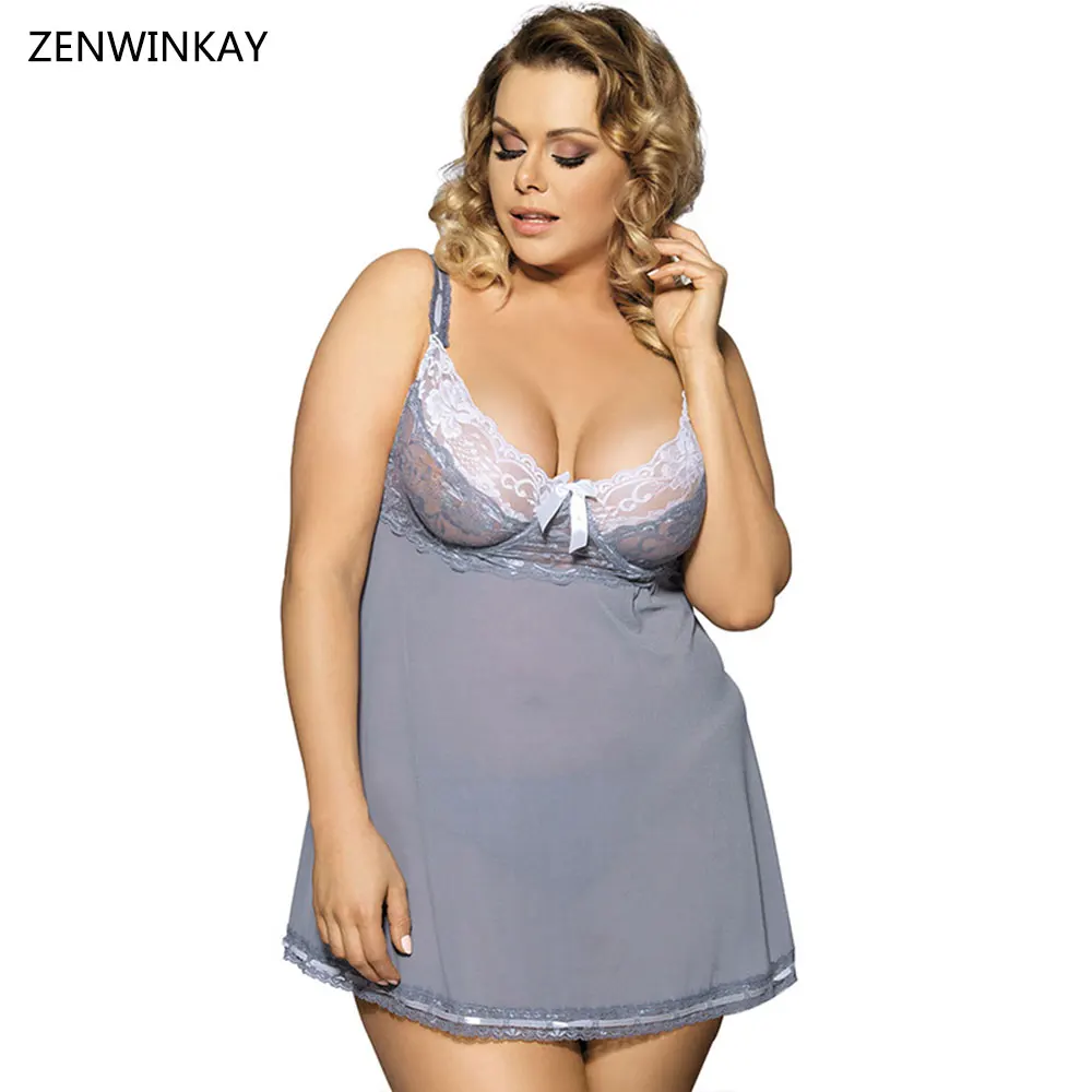 Lace Nightwear For Women Sexy Sleepwear For Plus Size Sexy Nightgowns Sleepshirts See Through