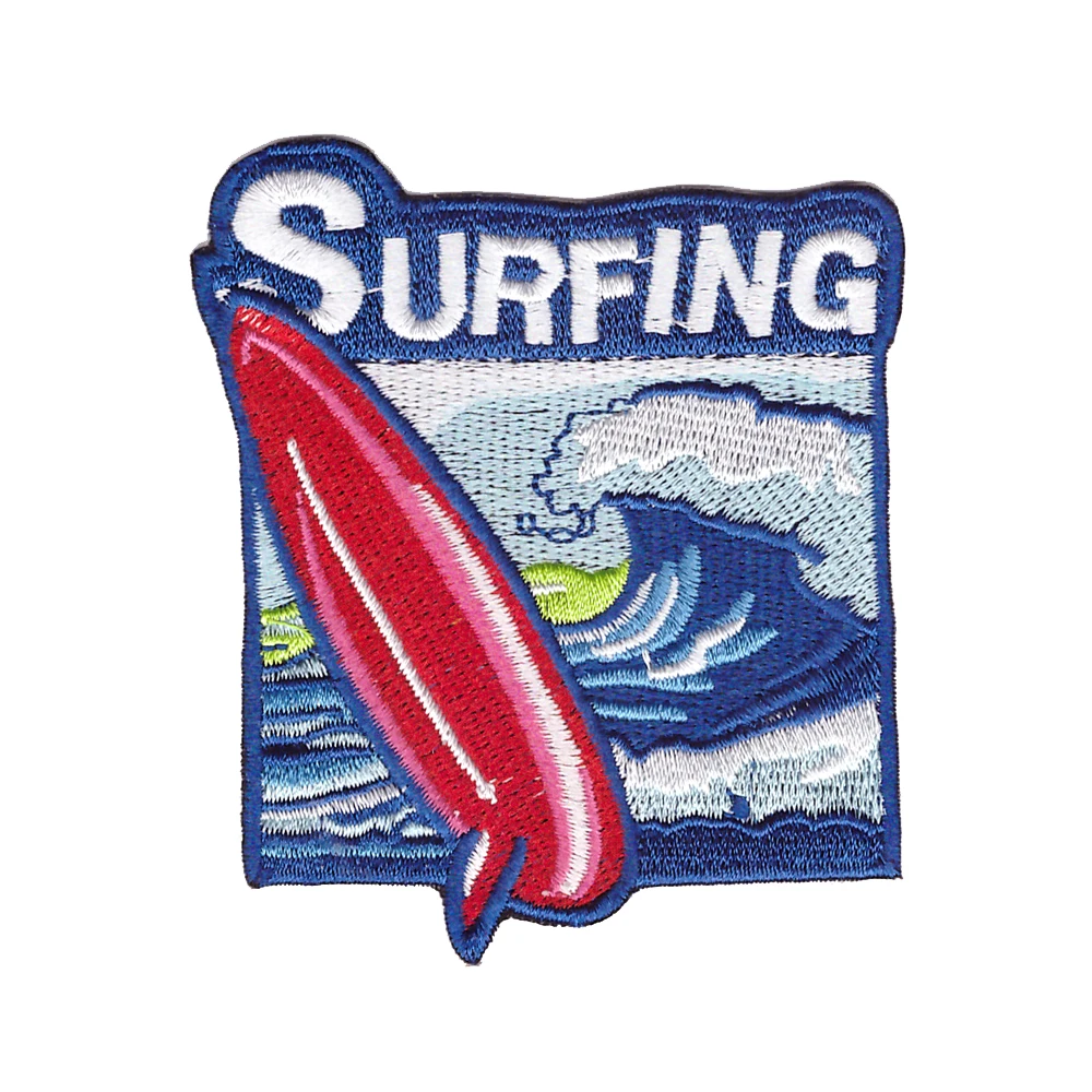 "surfing" Iron On Embroidered Applique Patch Sports Surfer Beach Ocean ...