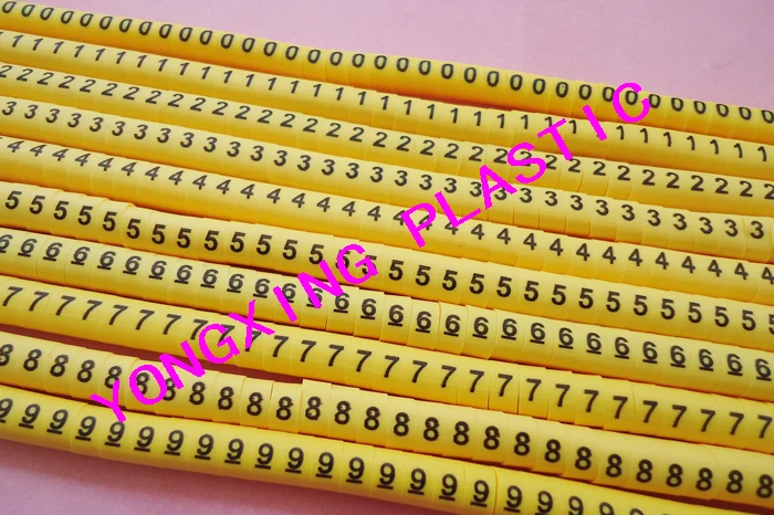 100pcs/box EC 2 4.0mm2 8different number 01234567 cable marker yellow ...