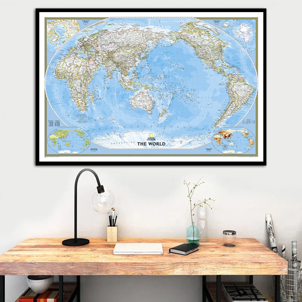 The World Map National Geographic Poster Wall Art Silk Poster Wall ...