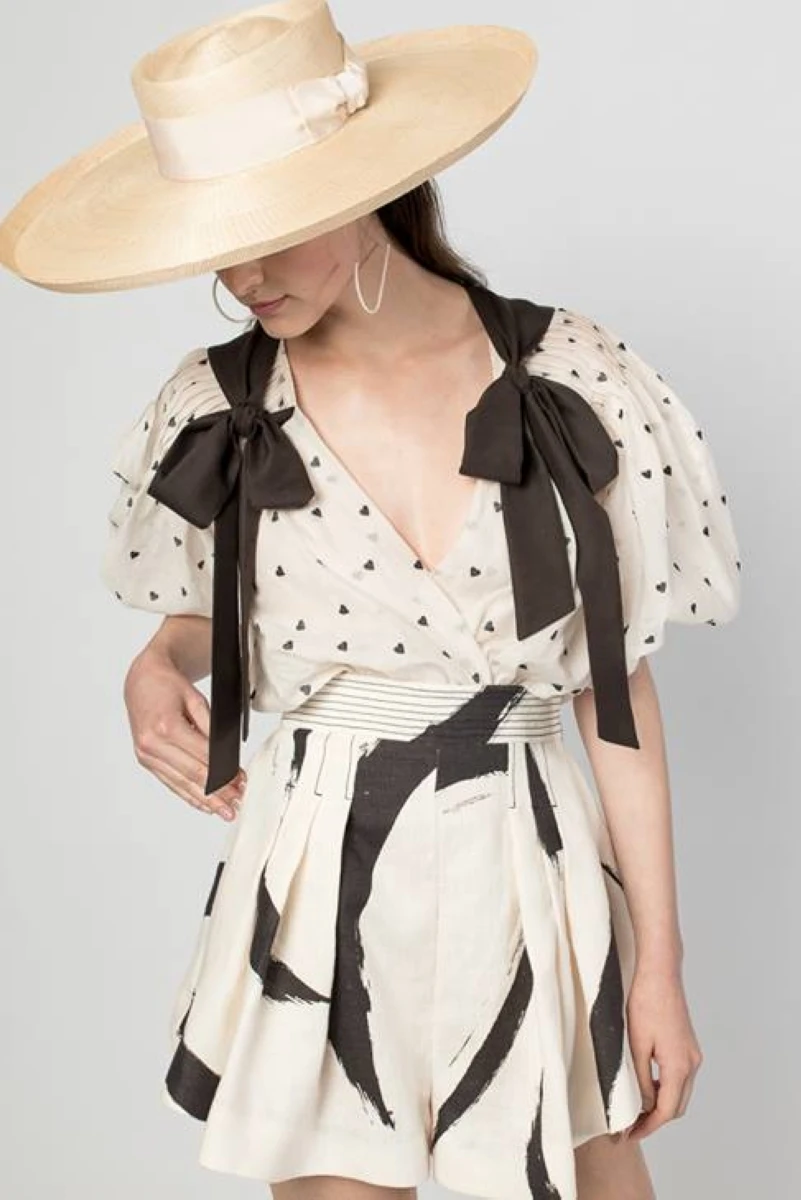 Nuevo estilo Sexy cuello pico Puff manga bordado Crop Tops impresión ...