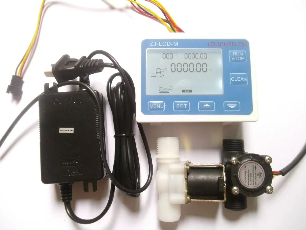 2017 G1/2" Water Flow Control LCD Display+Flow Sensor Meter+Solenoid ...
