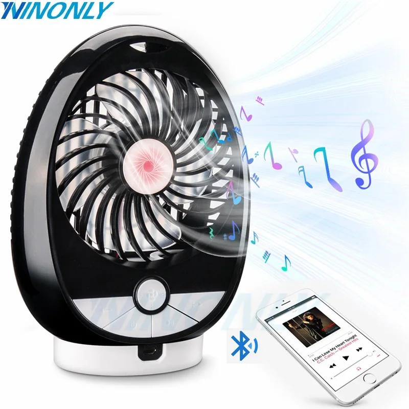 Portable Bluetooth Speaker Fan Mini Table Desk Fan Personal Fan With Hi ...