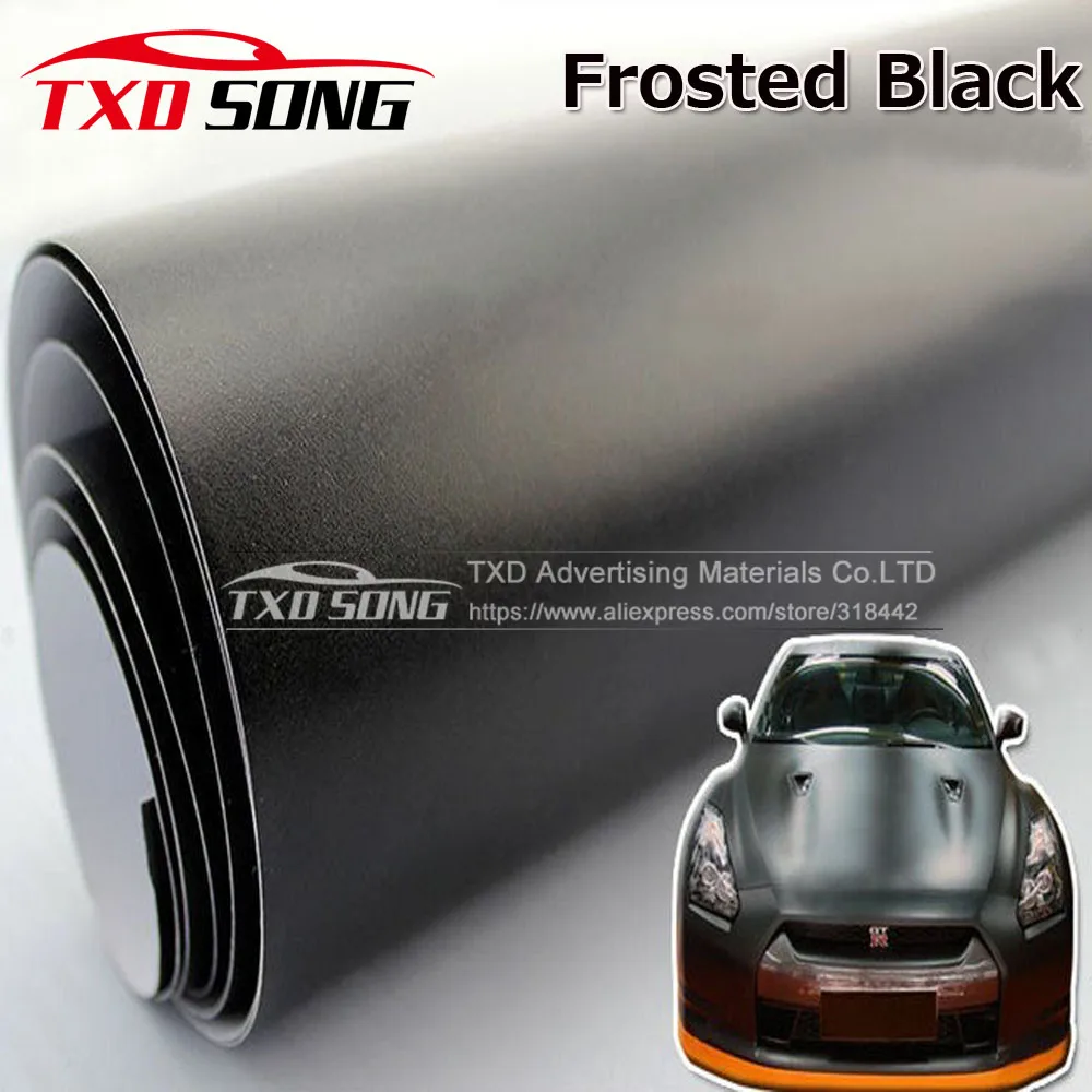 Matt Frosted Black Vinyl Car Decal Wrap Sticker Black Matt Film Wrap ...