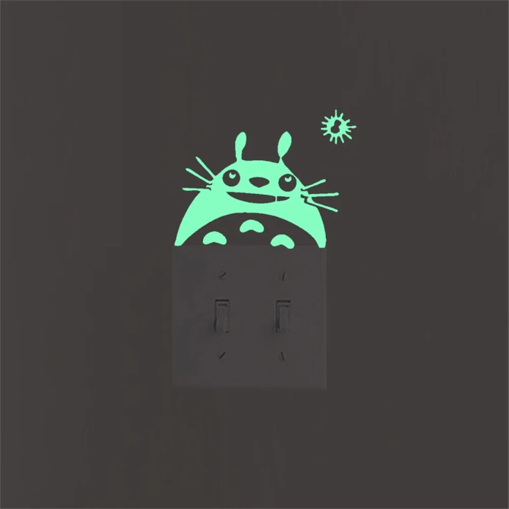 Glow in The Dark Switch Stickers Cartoon Totoro Luminous Toilet Sticker ...