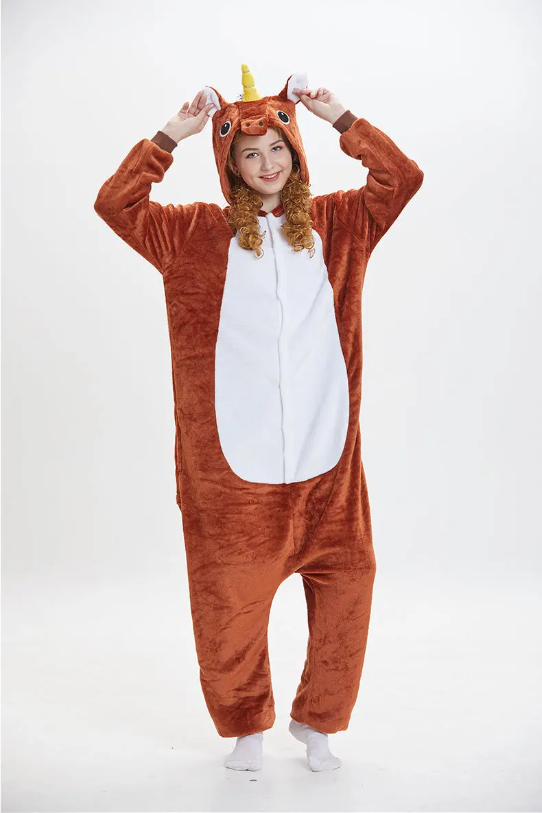 Winter Pink Pajamas Suit Cartoon Pajamas Flannel Female Pajamas Animal ...