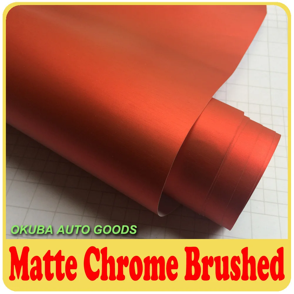Red Matte Chrome Brushed Aluminum Vinyl Metal Vinyl Car Wrap Film With ...
