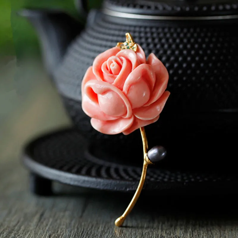 Cmajor Rose Flower Resin Brooch Jewelry Pendants Bijoux Broche Femme ...