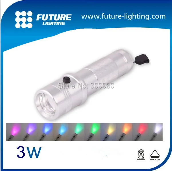 3W LED RGB Colour Changing Torch Flashlight 10 colours New battery ...