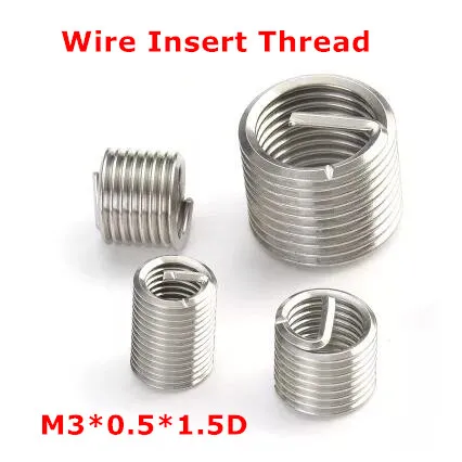 100pcs M3*0.5*1.5d Wire Thread Insert , M3 Screw Bushing , Stainless ...