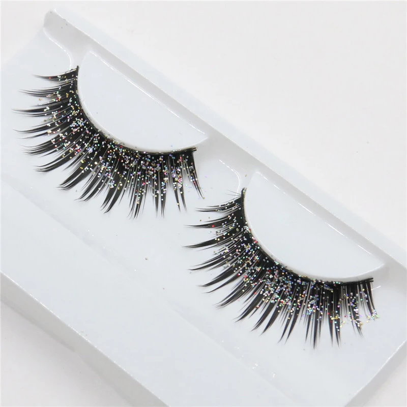 a pair fashion glitter natural false eyelashes exaggerated nightclub ...