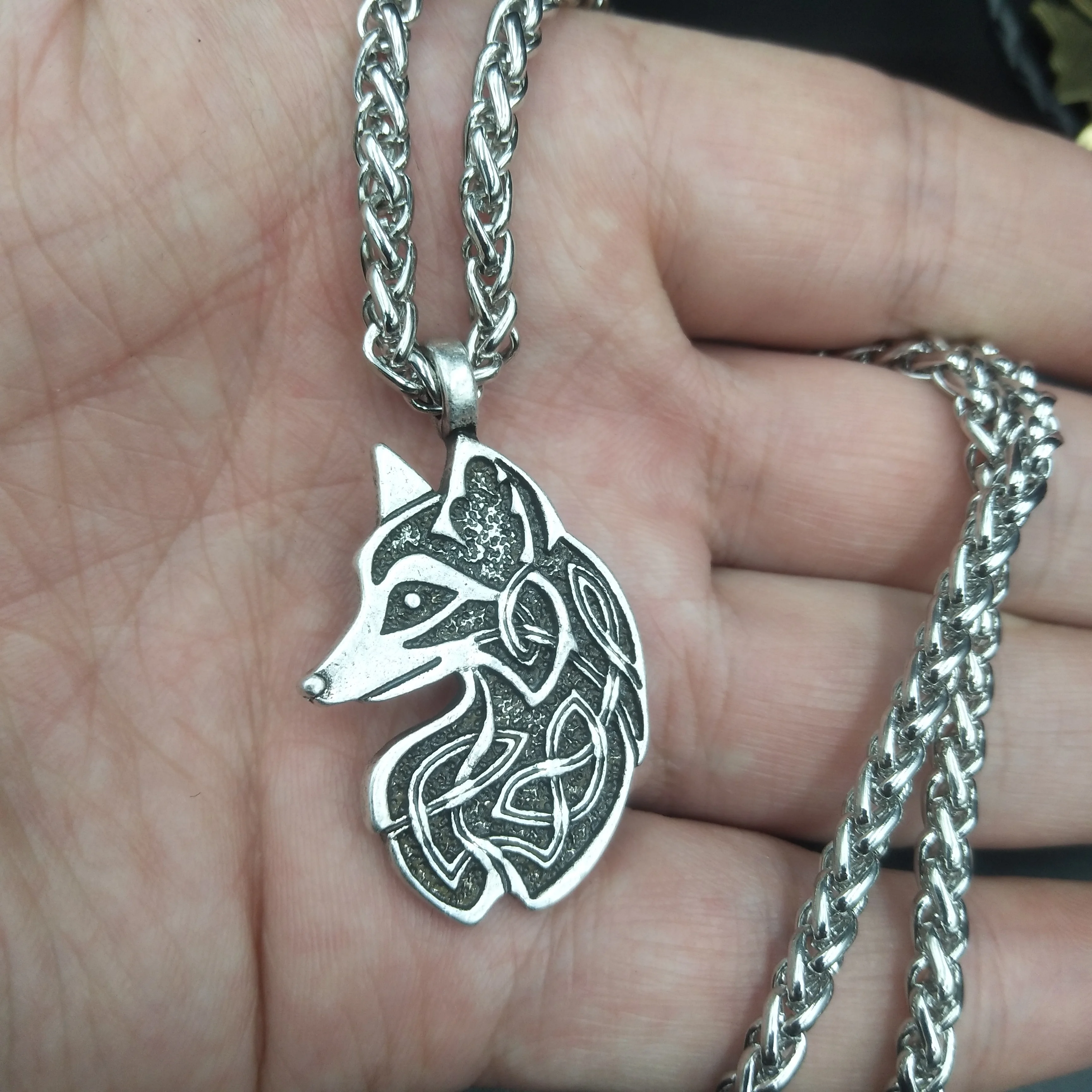 1pcs Men's Viking Jewelry Wolf Fox Fenrir Animal Teen Wolf Necklace ...