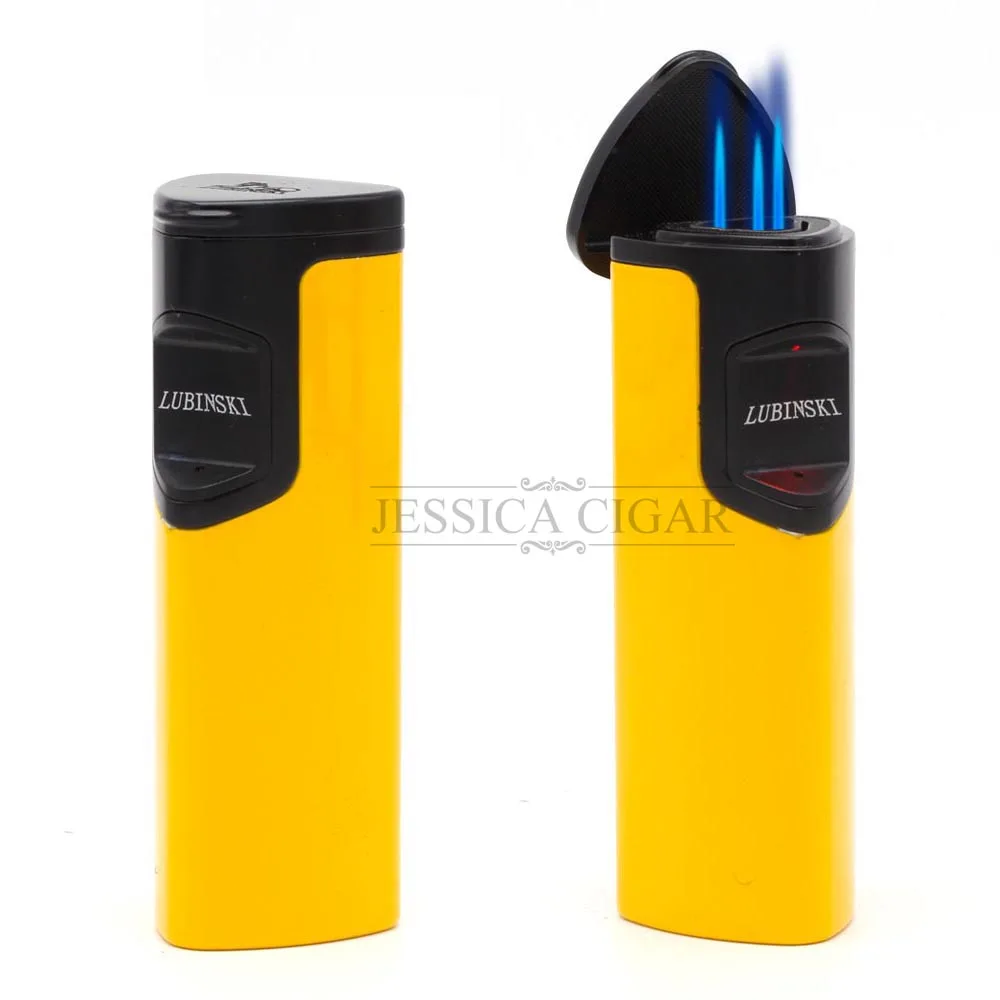 Fashion Designed 3 Flames Windproof Butane Gas Cigar Lighter Touch ...