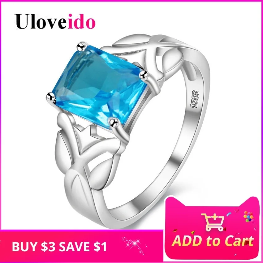 Uloveido Costume Jewelry Rings for Women Silver Color Wedding Ring ...