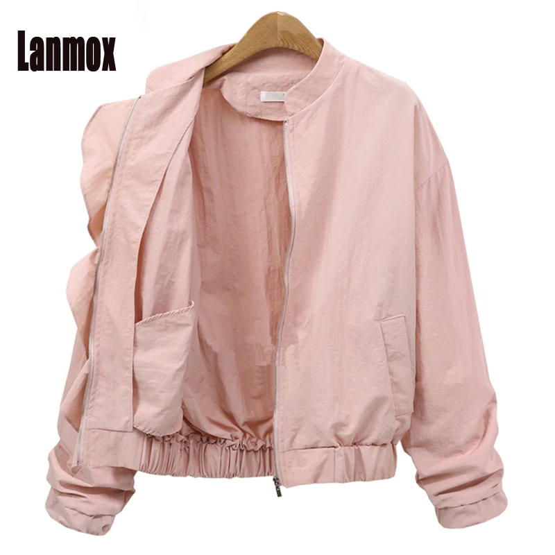 Lanmox Autumn Winter 2XL 3XL Jacket Women Long Sleeve Fashion Ruffles ...