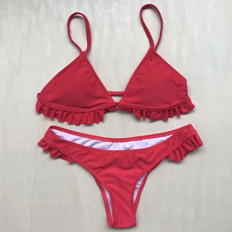Trangel 2018 Sexy Bikini Women Swimsuit Ruffle Padded Swimwear Push Up