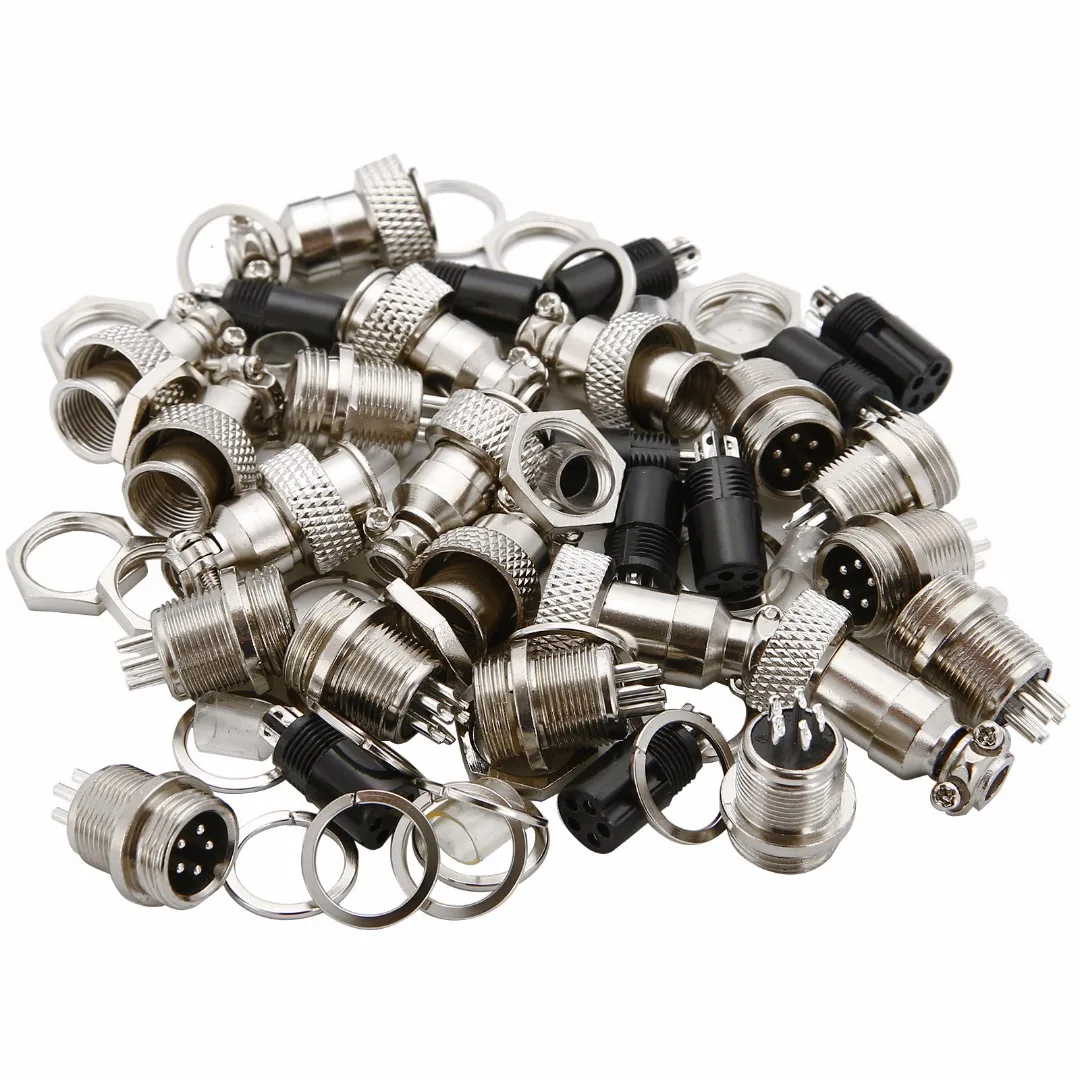 10 Set GX12 2/3/4/5/6 Pin Electrical Silver Aviation Plug Male + Female ...