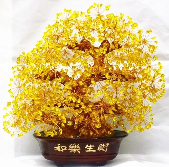 Housewarming gift crystal lucky tree pachira Large decoration crafts ...