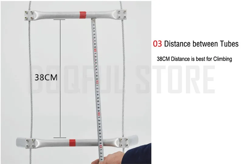 66FT Fire Escape Ladder 20M Folding Steel Wire Rope Ladders Aluminum ...