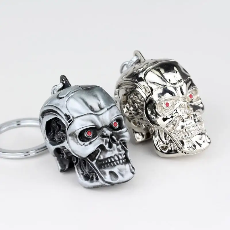 Punk Movie Terminator 3D Skull Head Keychain Cool Heavy Metal Skull Key ...