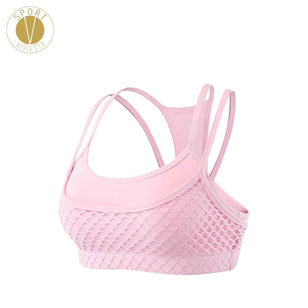 Dual Layer Crochet Sports Bra Women's Run Running Yoga Marathon Active ...