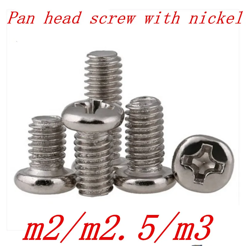 مسامير نيكل برأس دائري ، فولاذ ، كربون ، M2 M2.5 M3 M3 * 4 M3 * 5 M3 * 6 ، 500 قطعة ، مسامير ...