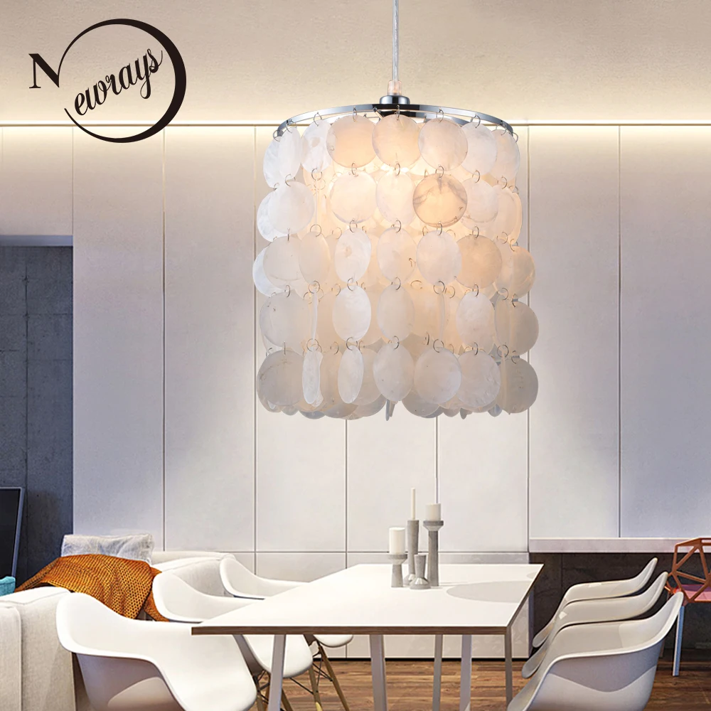 DIY-modern-white-natural-seashell-pendant-lamps-E14-LED-shell-lighting ...