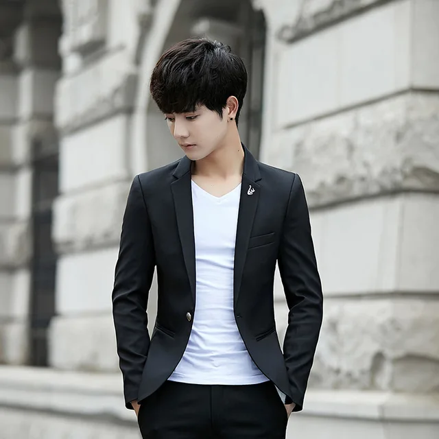 Mens Suits 2018 Slim Fit Korean Luxury Formal Blazer Wedding Suit For ...