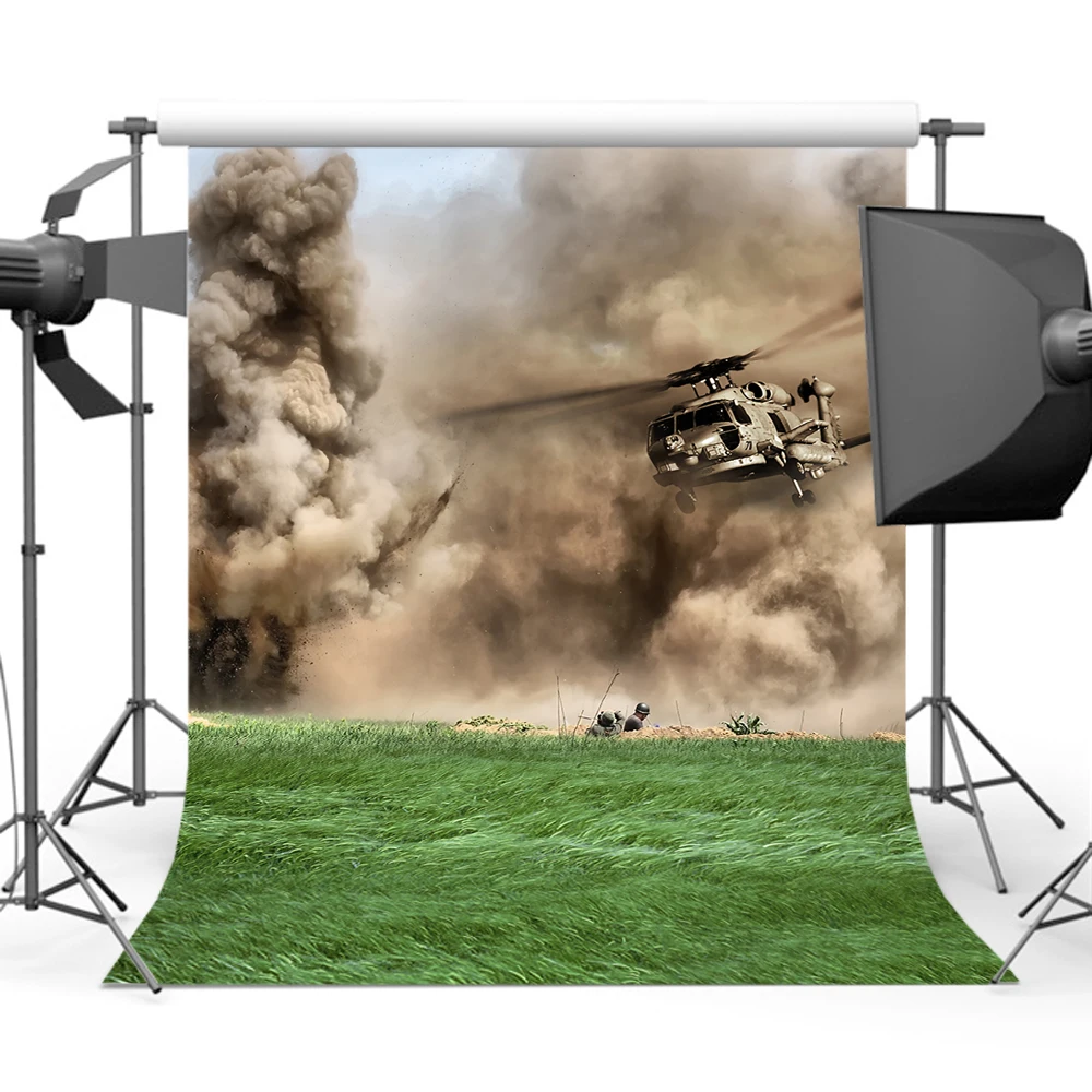 War Backdrops Old Master Green Grass War Plane Photography Backgrounds ...