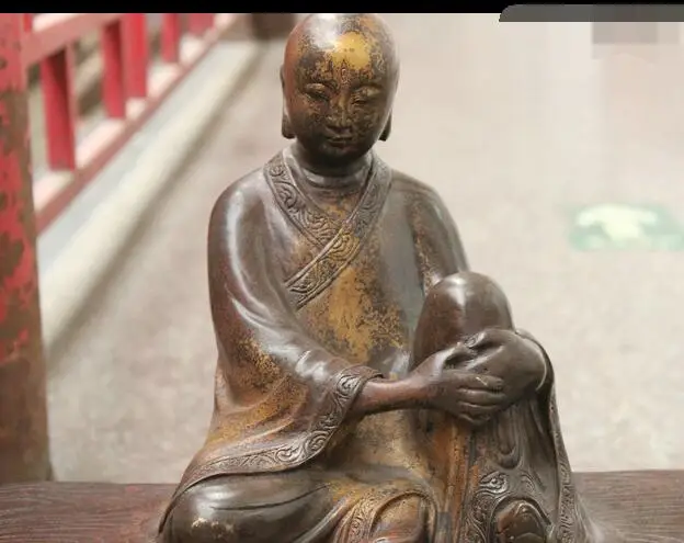 16" Chinese Bronze Gilt Tang Seng San Zang Ksitigarbha Boddhisattva ...