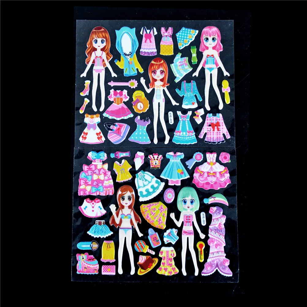 3D Bubble Girls Dress Stickers Cute DIY Children Stickers Kawaii ...