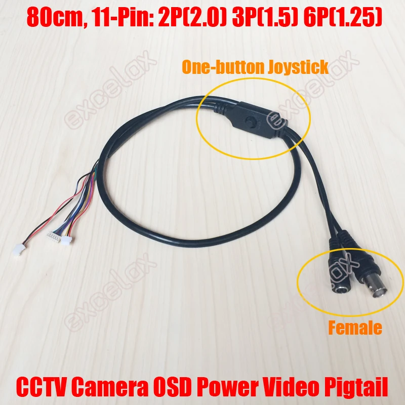 2pcs/lot 80cm 11 Pin Female Bnc Video Dc12v Power Osd Control Pigtail ...