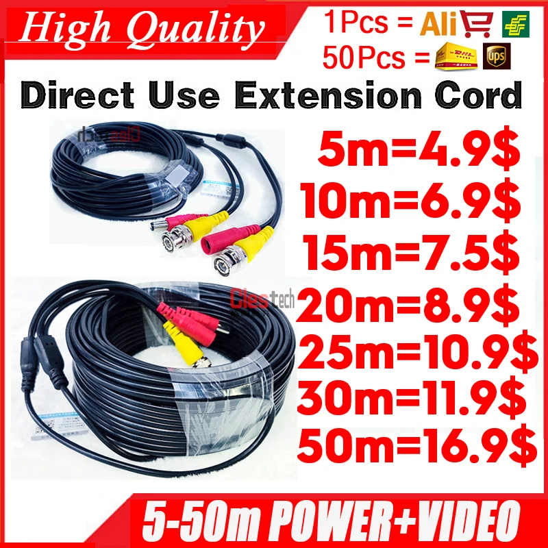 11.11all Copper Ahd Cctv Cable 5m 10m 15m 20m 30m 50m Video+power Hd ...