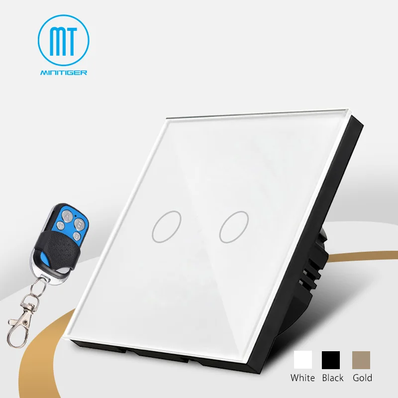 EU Standard Touch Switch 2 Gang 1 Way,Crystal Glass Switch Panel Wall ...