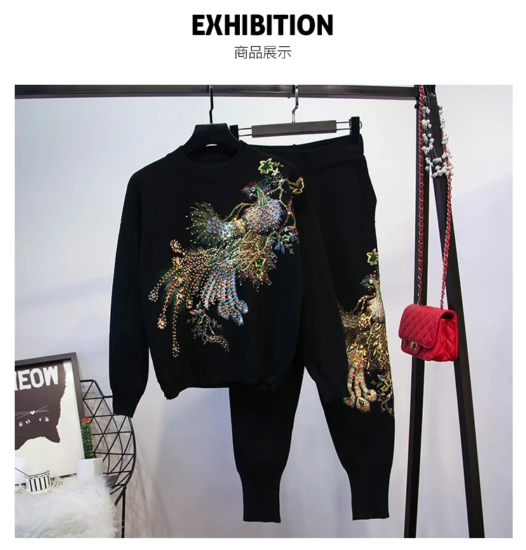 Высокое качество Женский комплект 2 шт. свитер костюм наборы ...