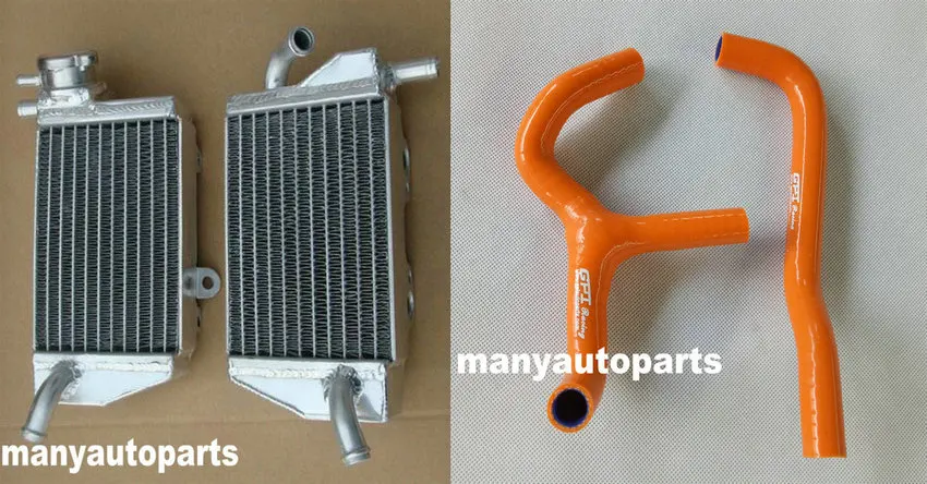 좌우 알루미늄 라디에이터 및 주황색 호스, KTM 65SX 65 SX 2009 2015 2010 2012 2013 용 ...