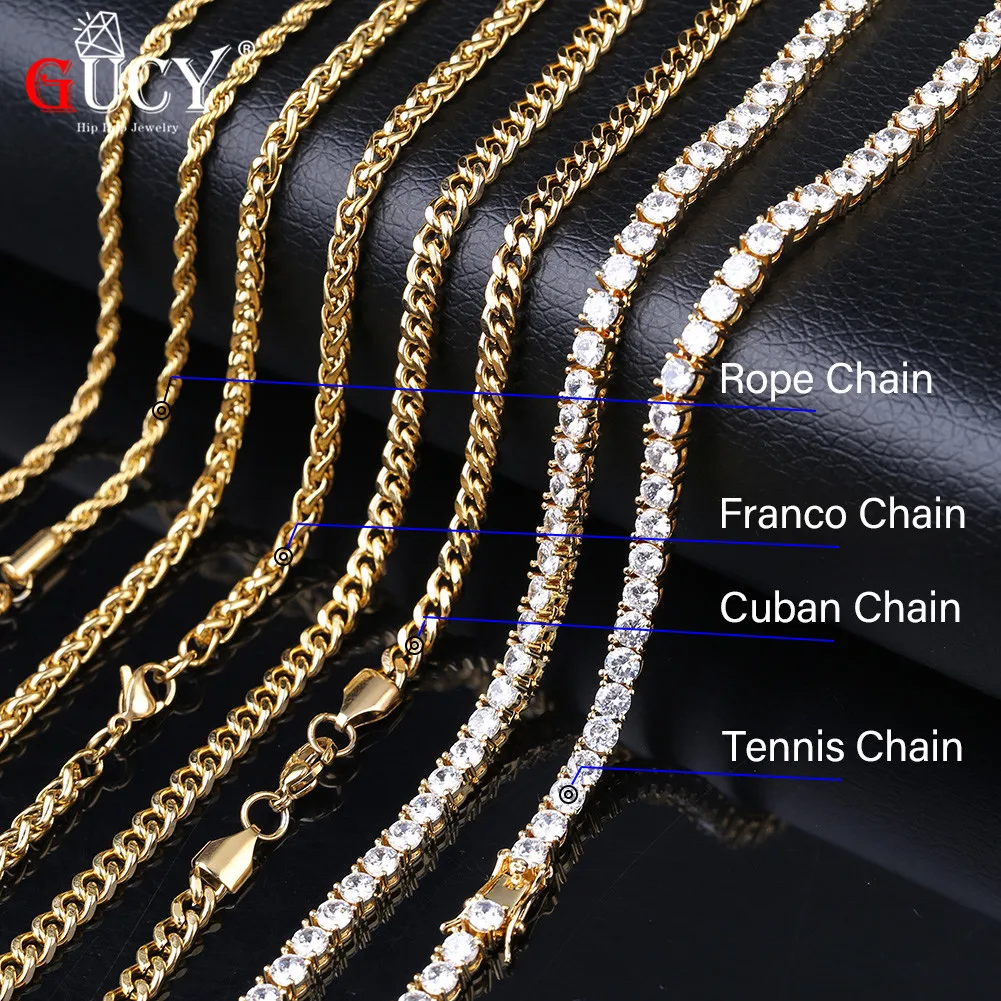 GUCY Maiami Rapper Rope Chain 18 20 24 30 Gold Silver Color Stainless Steel Cuban Link Necklace Hip Hop Jewelry For Women AliExpress