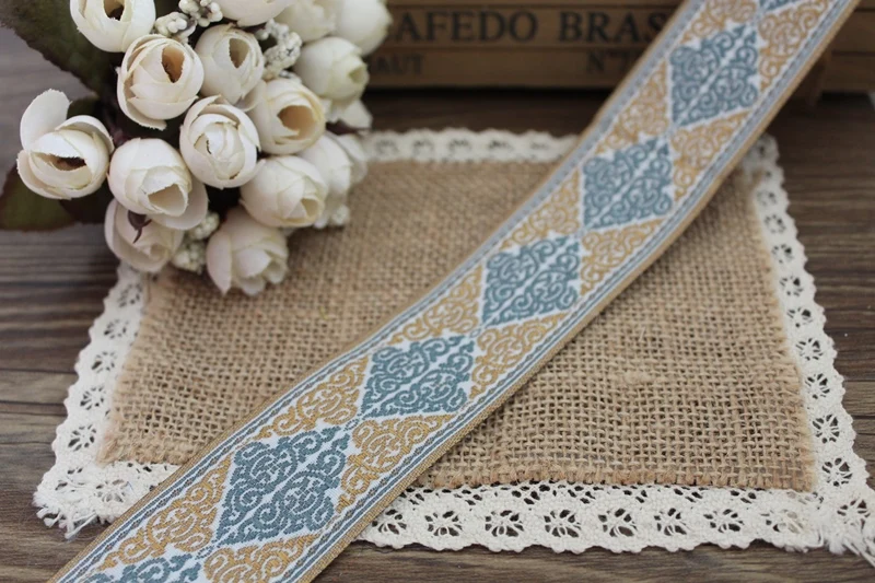 10 yards Woven Jacquard cotton Ribbon vintage ornament design 4cm-in ...
