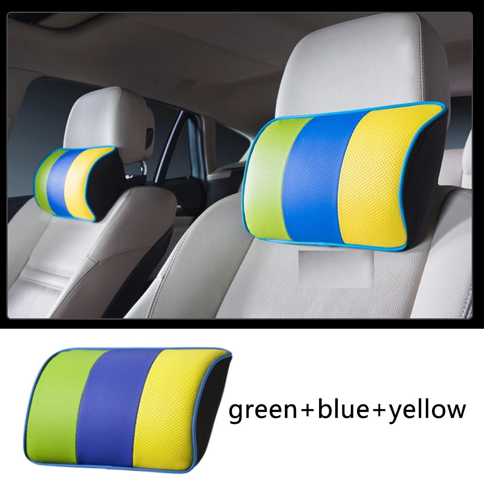 NEW Leather Car Pillow Neck Pillow Headrest Car Accessories For Volvo ...