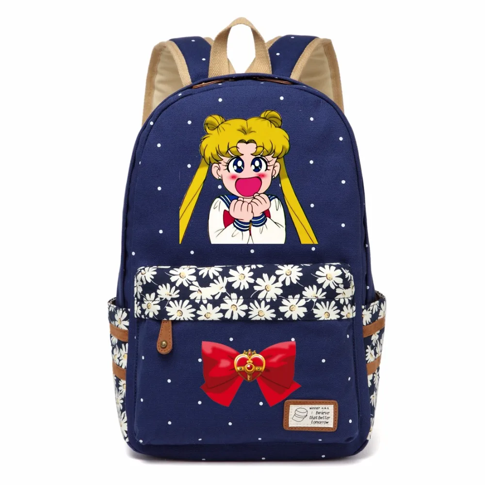 WISHOT Cat Backpack For Women Girls Cute Cat Sailor Moon Canvas bag ...