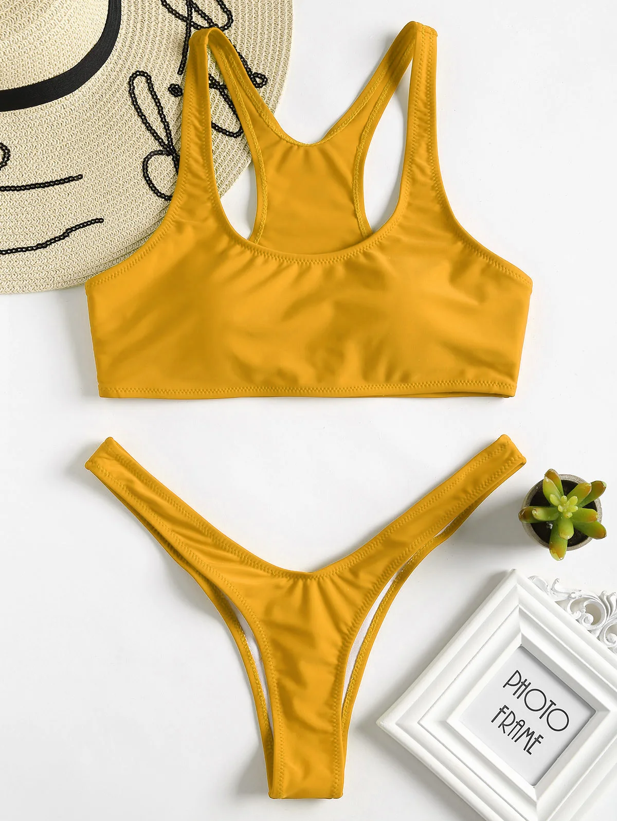 Women Swimwear Swimsuit Racerback Thong Bikini Set Brazilian Biquni ...